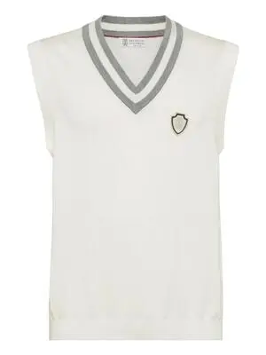 Brunello Cucinelli Logo Cotton Vest - Multicolor