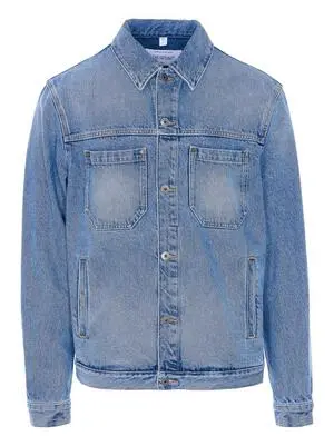 Off-White Denim Jacket With Embroidered Logo - Blue