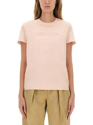 Moncler Cotton T-shirt With Logo - Pink
