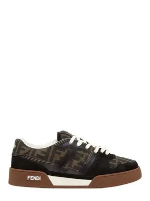 Fendi Suede And Ff Jacquard Lace-up Sneakers - Multicolor