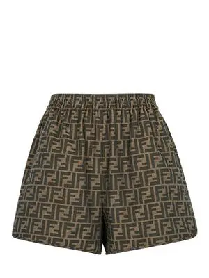 Fendi Short Ff Canvas Jacquard - Brown