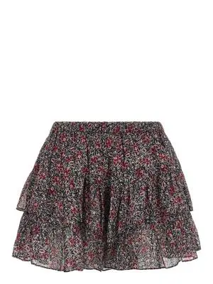 Isabel Marant Étoile ISABEL MARANT ETOILE Jacadia Micro-Floral Ruffled Shorts Red