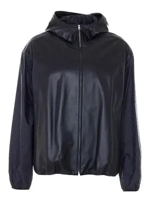 Gucci Hooded Bomber Jacket With All Over Logo Detail - Black
