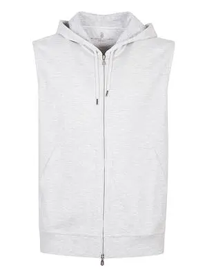 Brunello Cucinelli Sleeveless Zip-up Hooded Vest - Multicolor