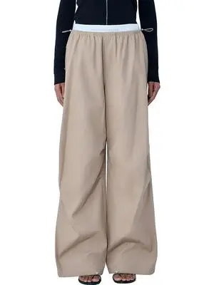 Alexander Wang Alexander Wang Wide-Leg Elasticated Waist Cotton Pants Cream