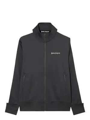 Palm Angels Zip Up Bomber Jacket With Striped Detail - Gray