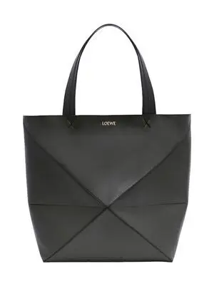 Loewe Polished Calfskin Puzzle Fold Tote Xl Bag - Black