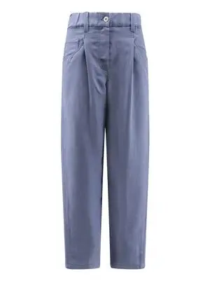 Brunello Cucinelli Viscose And Linen High-waisted Trousers - Multicolor