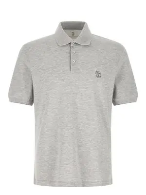 Brunello Cucinelli Brunello Cucinelli Men Logo Piqué Polo Shirt Gray