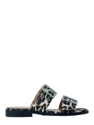 GANNI Buckle Two Strap Sandals - Brown