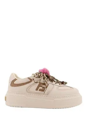 Fendi Leather Platform Sneakers With Charm Detail - Multicolor