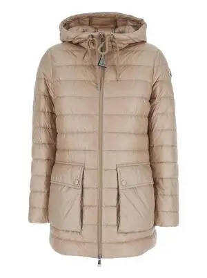 Moncler Quilted Hooded Down Coat - Cream