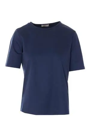 Herno HERNO Short Sleeve T-shirt With Side Slits And Button Detail Blue