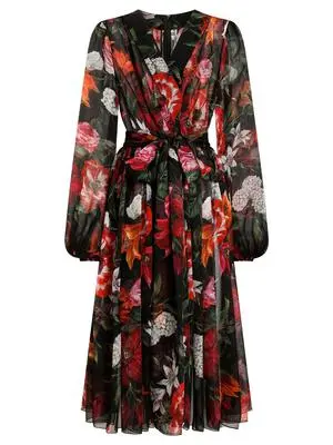 Dolce & Gabbana Floral Print Chiffon Dress - Multicolor