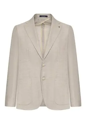 Tagliatore TAGLIATORE Montecarlo Tailored Linen Jacket In Dove Grey Gray