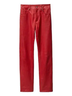 Versace Plongé Leather Straight-leg Trousers - Red