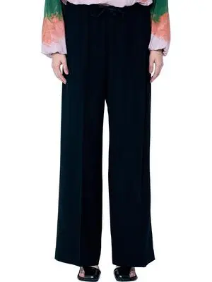Dries Van Noten Wool Crepe Drawstring Pants - Black