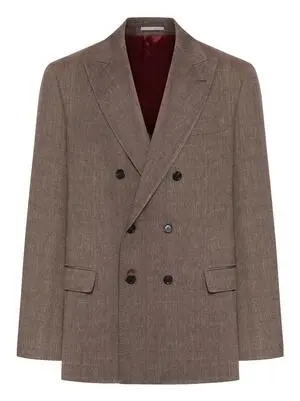 Brunello Cucinelli Brunello Cucinelli Men Double-Breasted Tailored Jacket Multicolor
