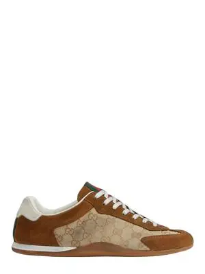 Gucci Beige Gg Pattern Suede Trim Sneakers - Multicolor