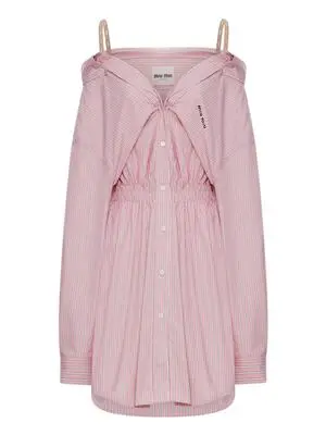 Miu Miu Striped Cotton Shirt Dress - Multicolor