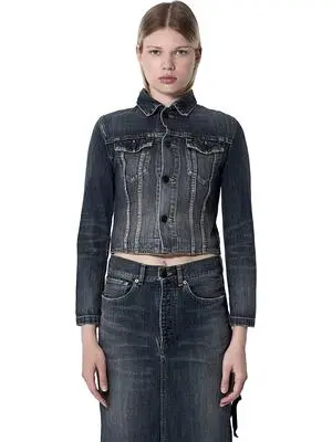 Balenciaga Lace-up Denim Jacket - Gray