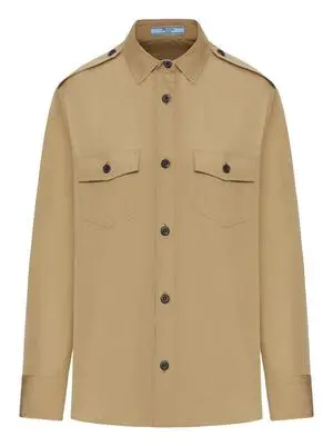 Prada PRADA Cotton Poplin Shirt With Epaulettes And Flap Pockets Multicolor