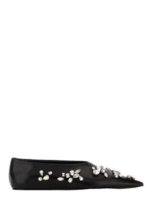 JIL SANDER Embellished Leather Ballerinas - Black