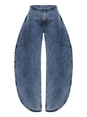 Alaïa Petal Denim Trousers With Slit Leg - Multicolor