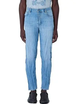 Bottega Veneta Wide-leg Crushed Effect Jeans - Blue
