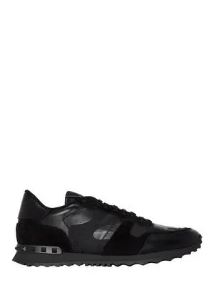 Valentino Garavani Nappa Leather Camouflage Low-top Trainers - Black