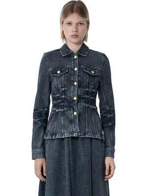 GANNI Stretch Denim Jacket - Black