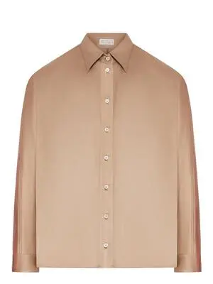Brunello Cucinelli BRUNELLO CUCINELLI Stretch Silk Satin Shirt With Monili Detail Multicolor