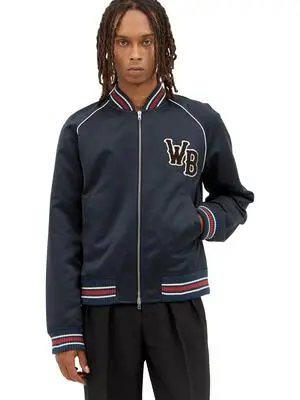 WALES BONNER Bomber Jacket With Logo Patch - Black