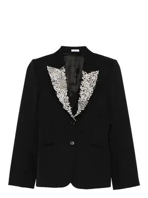 Alexander McQueen Embellished Peak Lapel Single-breasted Blazer - Black