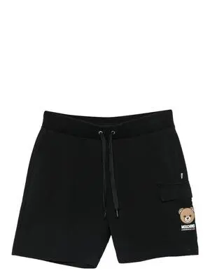 Moschino Cotton Blend Track Shorts With Cargo Pockets - Black