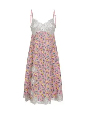 Dolce & Gabbana Silk Blend Mini Dress With Floral Motif - Multicolor