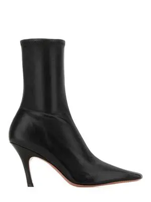 Amina Muaddi Nappa Leather Jamie Ankle Boots - Black