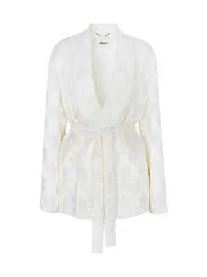 Fendi Jacquard Silk Blazer With Floral Motif - Multicolor