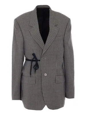 Balenciaga Wrap Tailored Jacket With Check Print - Multicolor
