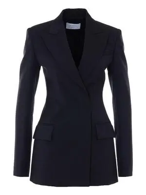 Sportmax Fate Natural Stretch Pure Wool Sartorial Blazer - Black