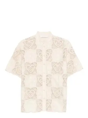 Zimmermann Crochet Heart Short Sleeve Blouse - Cream