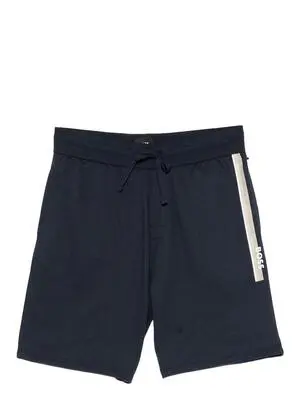 BOSS Navy Cotton Track Shorts With Logo Detail - Blue