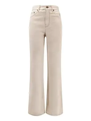 Burberry Beige Cotton Blend Flared Leg Jeans - Multicolor