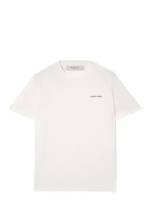 GOLDEN GOOSE Journey` T-shirt With Contrast Logo Print - Multicolor