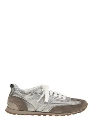 Brunello Cucinelli Paneled Suede And Leather Lace-up Sneakers - Multicolor