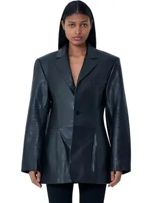 Alexander Wang Single-breasted Leather Blazer - Black