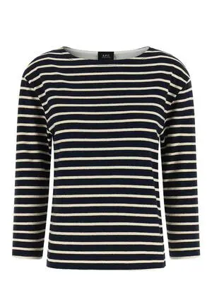 A.p.c. Striped Cotton Knitwear Jumper - Blue