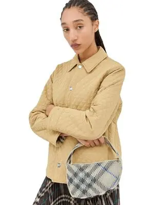 Burberry Check Mini Knitted Shoulder Bag - Cream