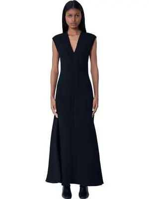 Sportmax V-neck Sleeveless Structured Dress - Black