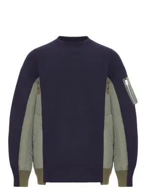 Sacai Cotton Blend Sweatshirt With Nylon Details Applied - Multicolor